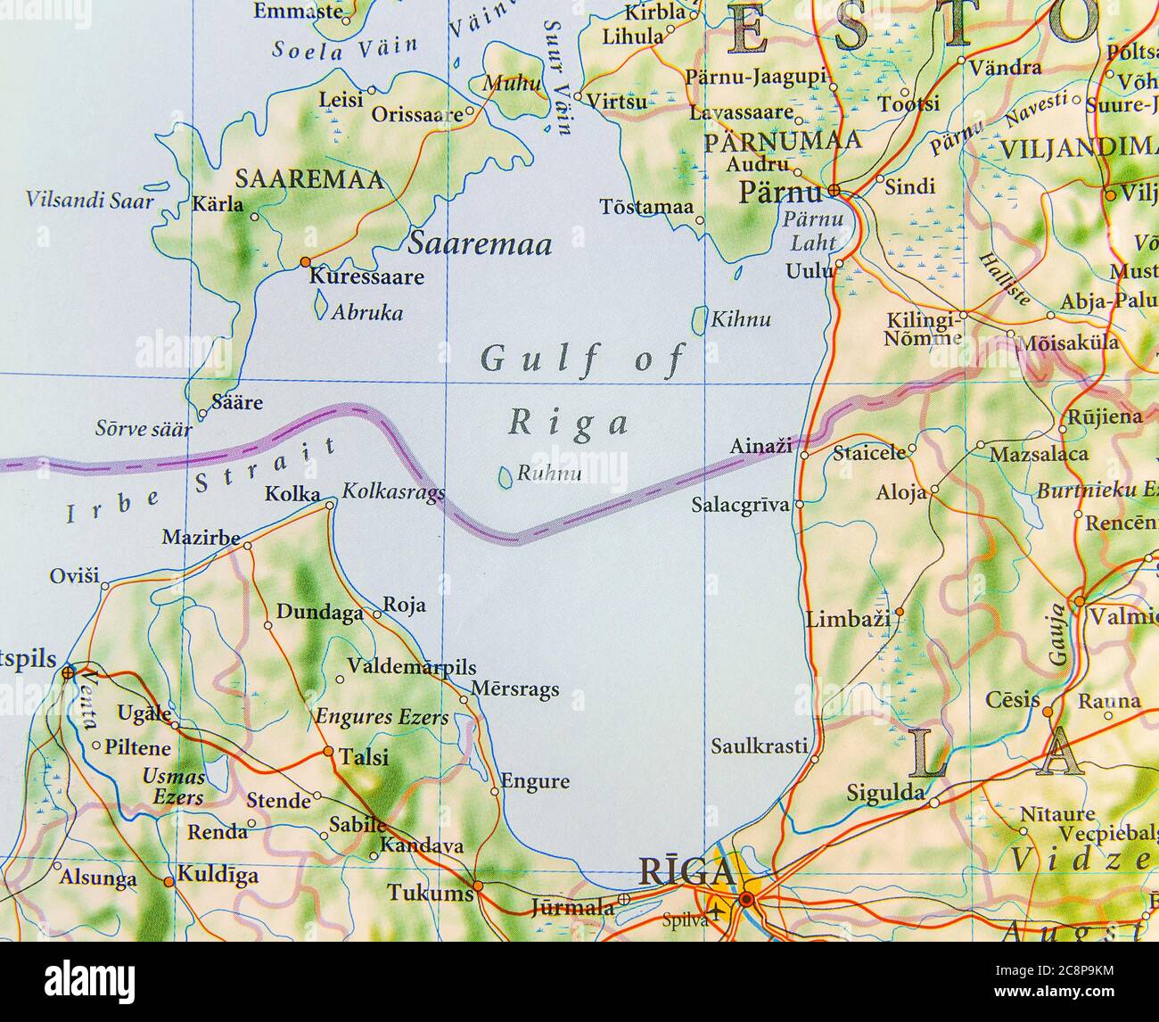 Geographic map of European country Estonia with Gulf of Riga Stock ...