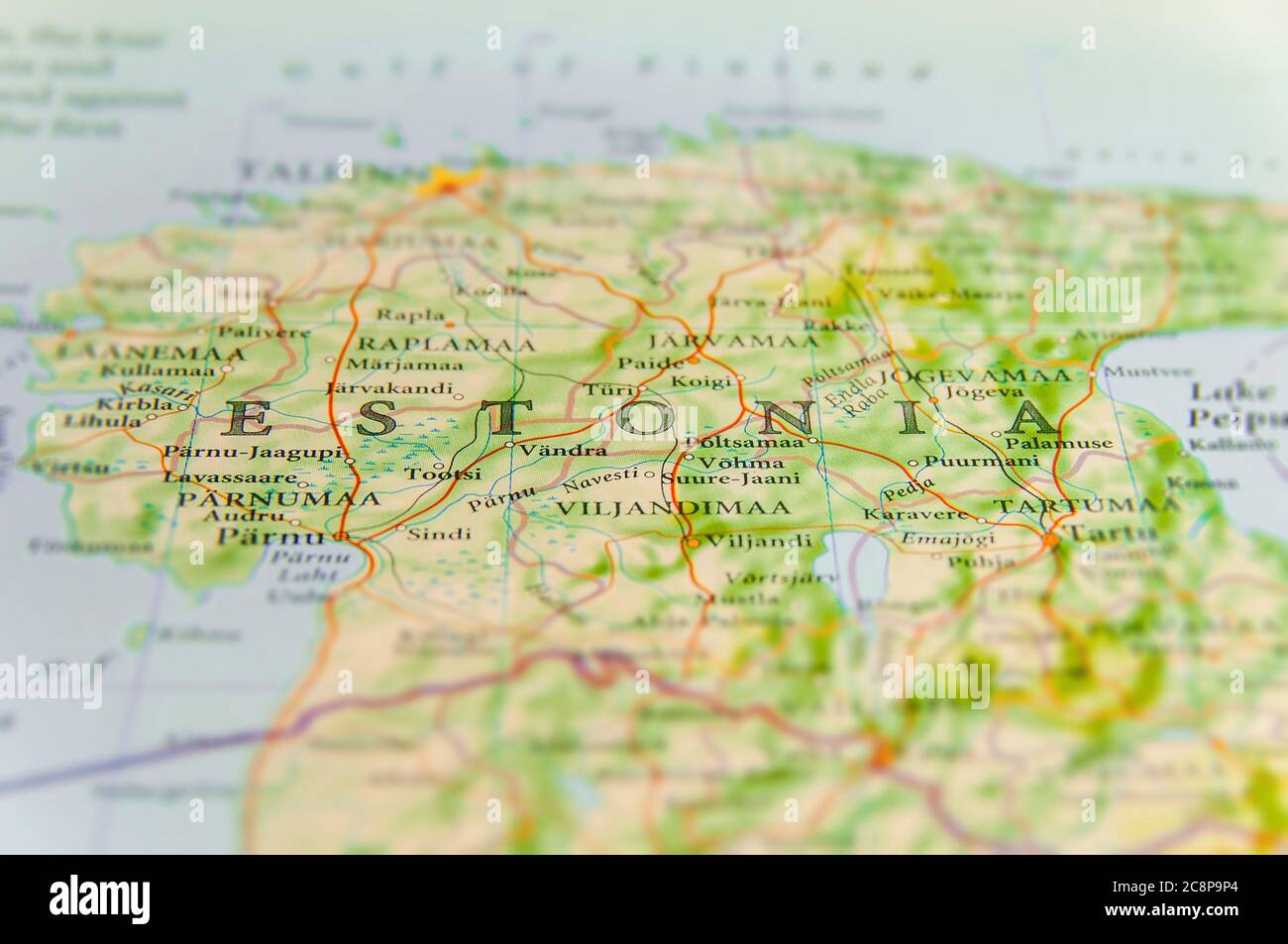 Geographic map of European country Estonia with important cities Stock ...