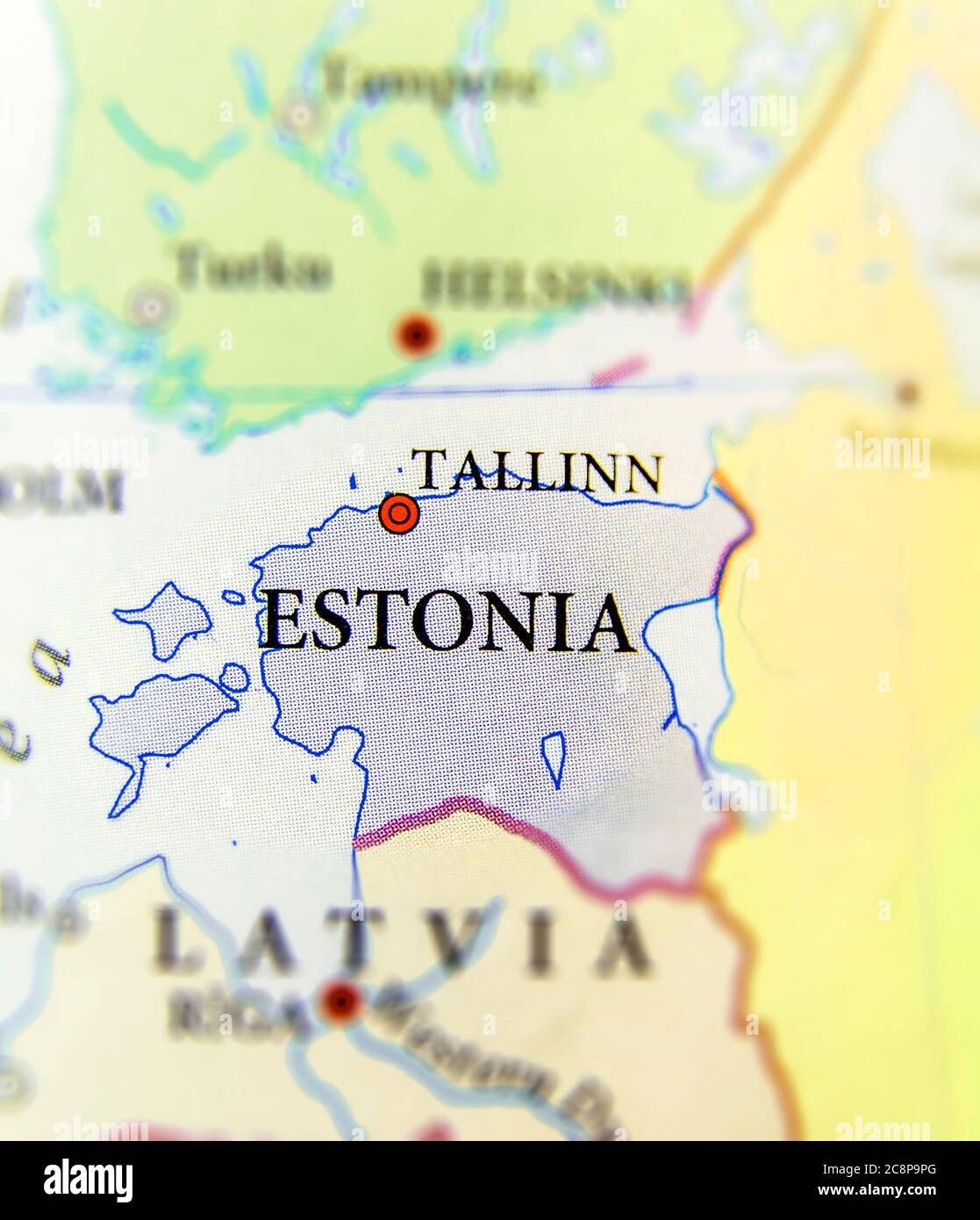 Geographic map of European country Estonia with important cities Stock ...