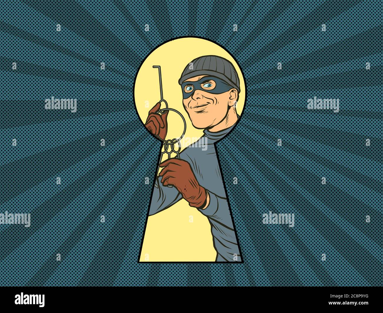 Keyhole peeping thief burglar with the keys Stock Vector Image & Art ...