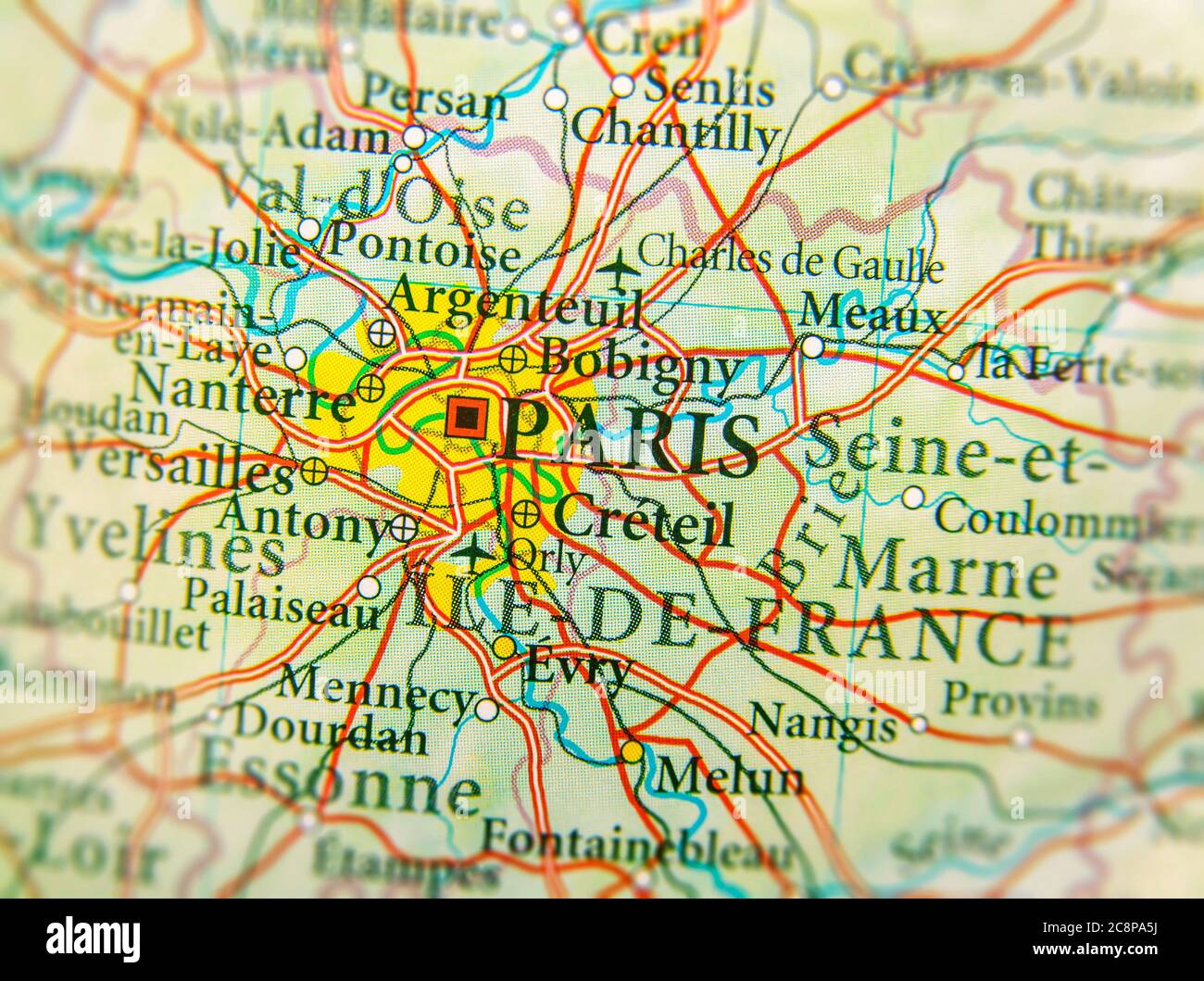 Geographic map of European country France with Paris capital city Stock ...