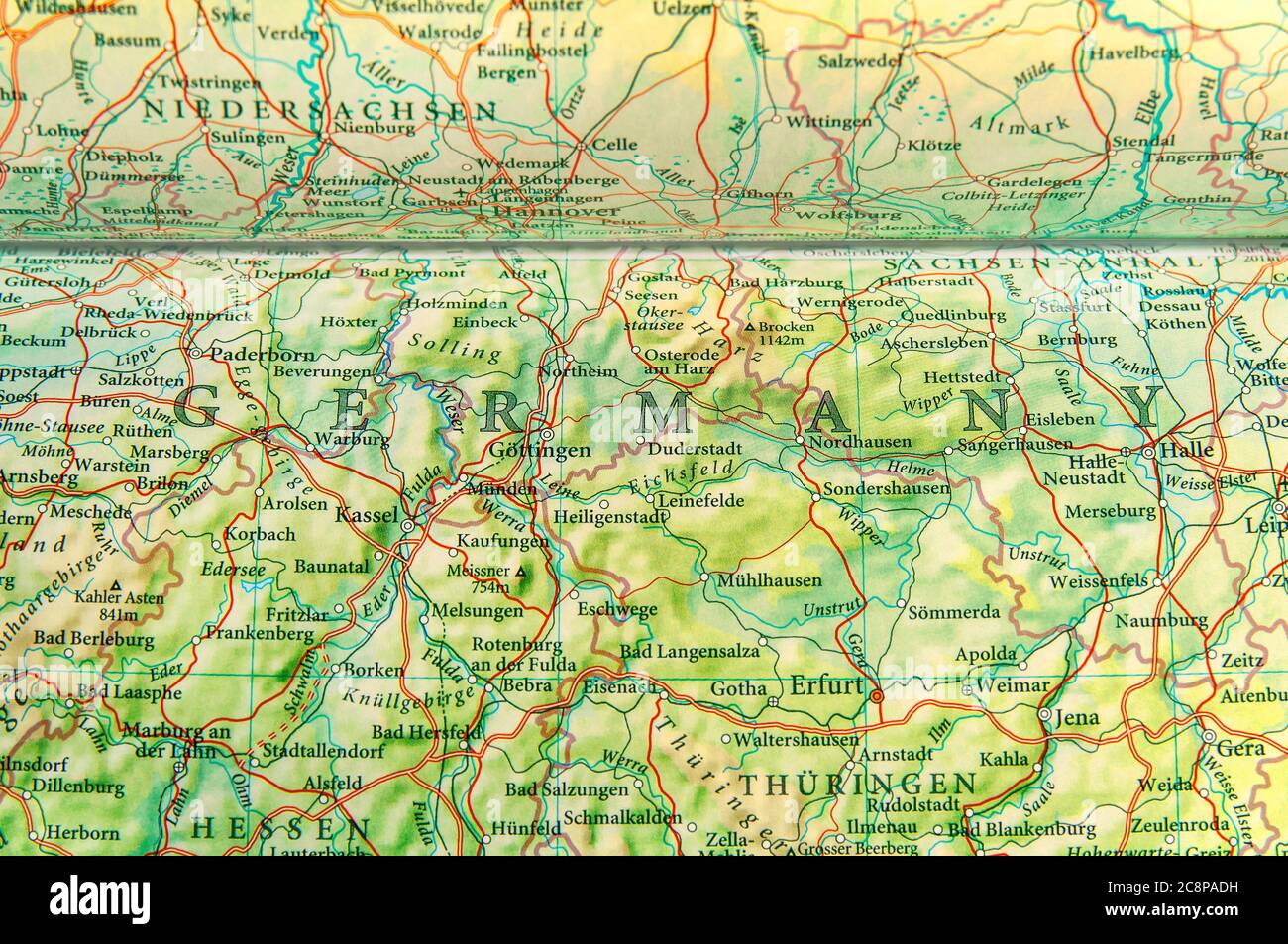Geographic map of European country Germany with important cities Stock ...