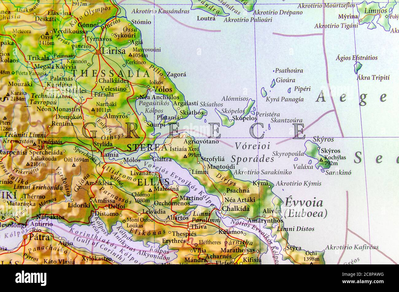Geographic map of European country Greece with important cities Stock ...