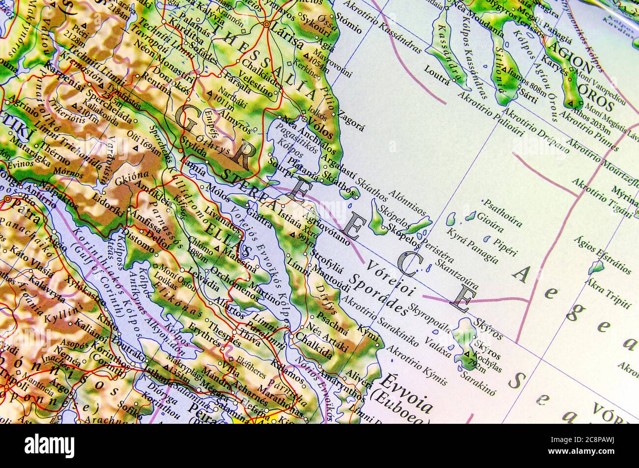 Geographic map of European country Greece with important cities Stock ...