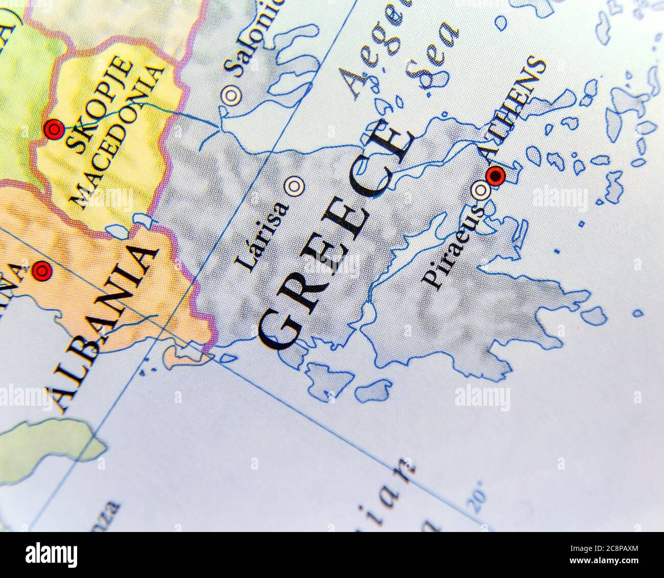 Geographic map of European country Greece with important cities Stock ...