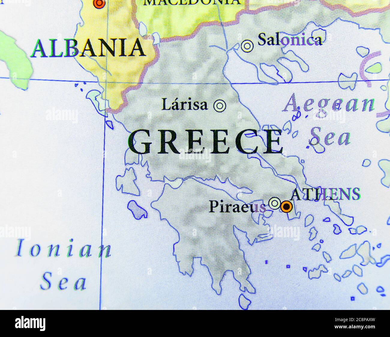Geographic map of European country Greece with important cities Stock ...