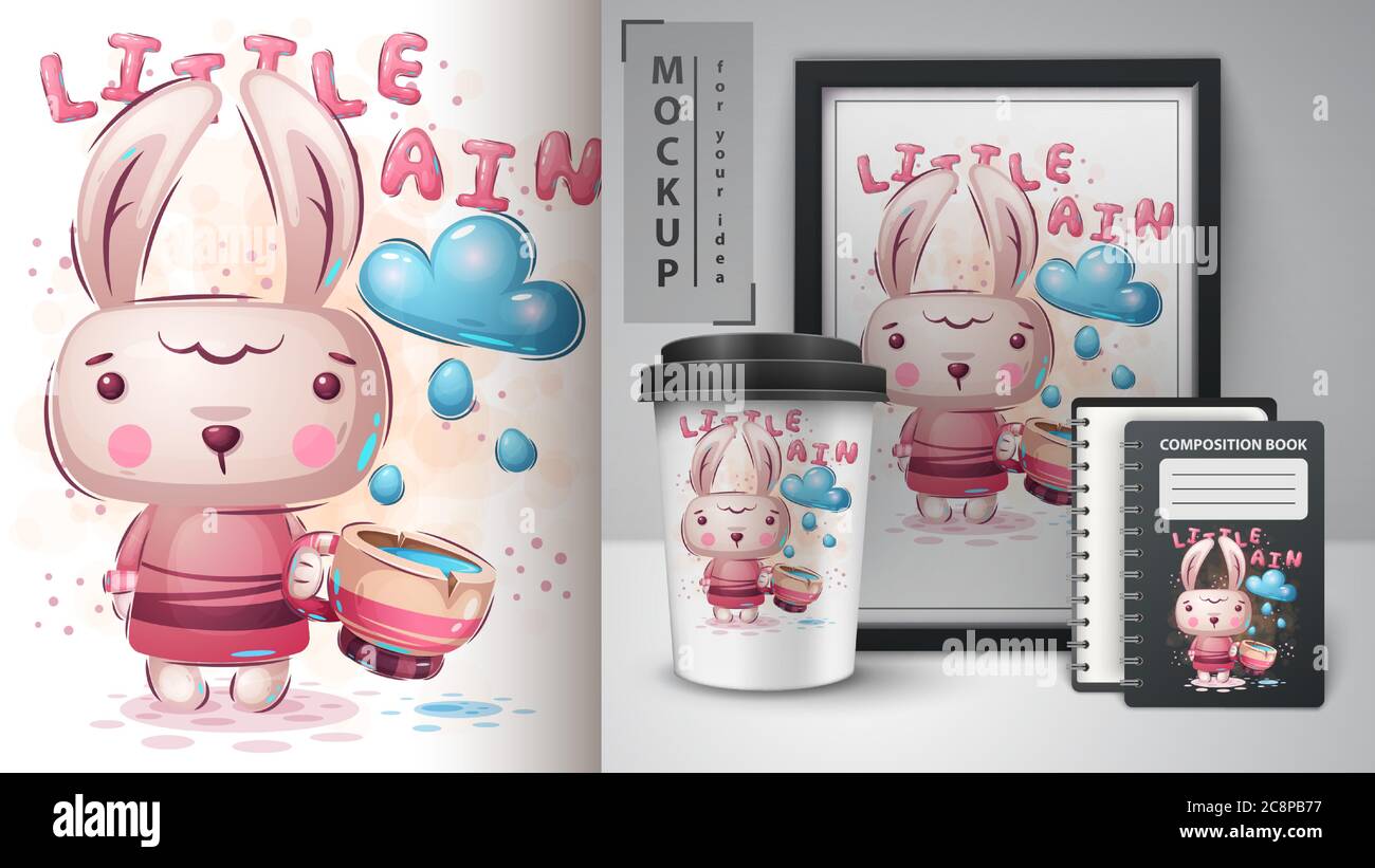 Rabbit with cup poster and merchandising Stock Vector Image & Art - Alamy