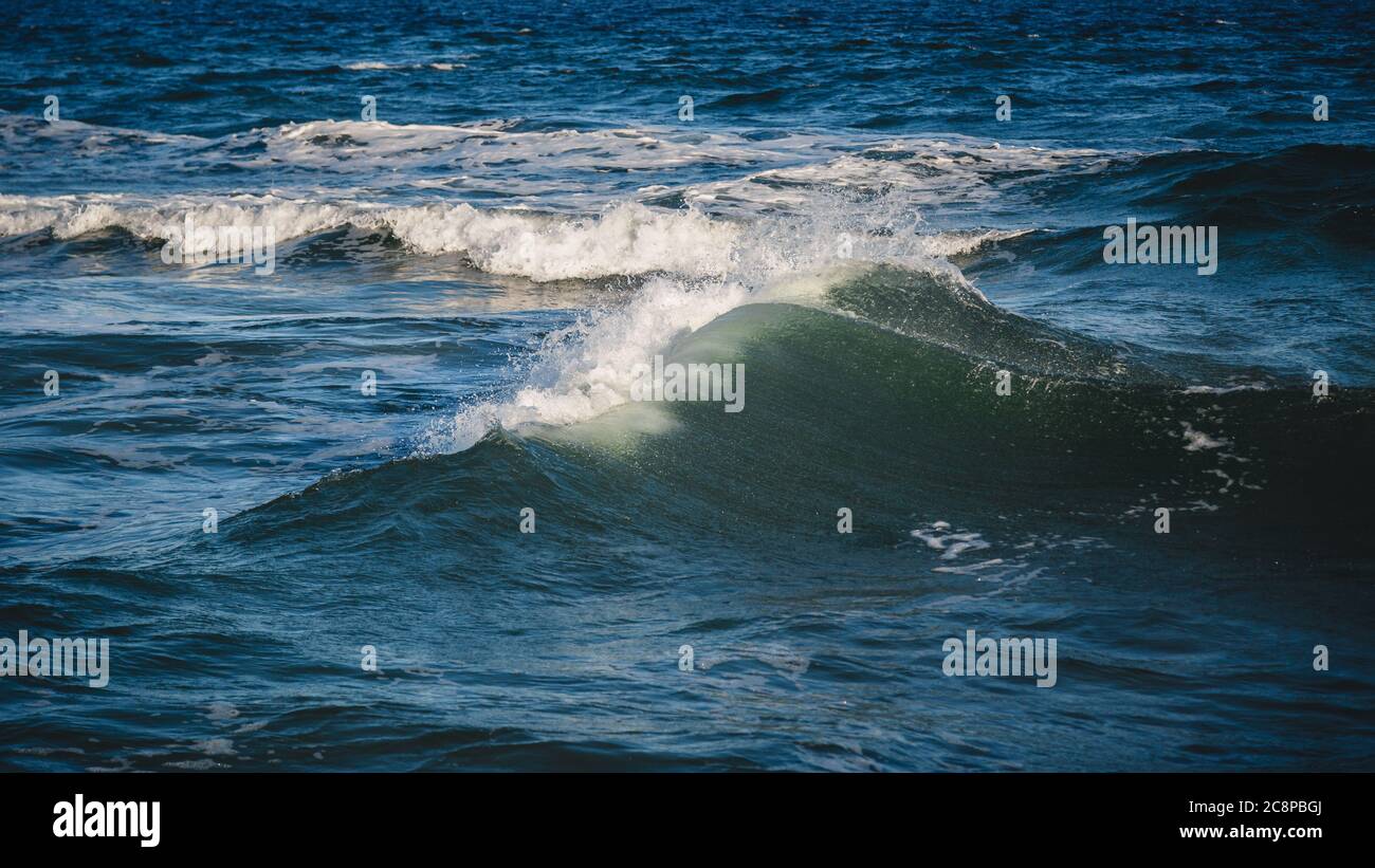 Close-up of a beautiful wave. Wave splash details abstract background ...