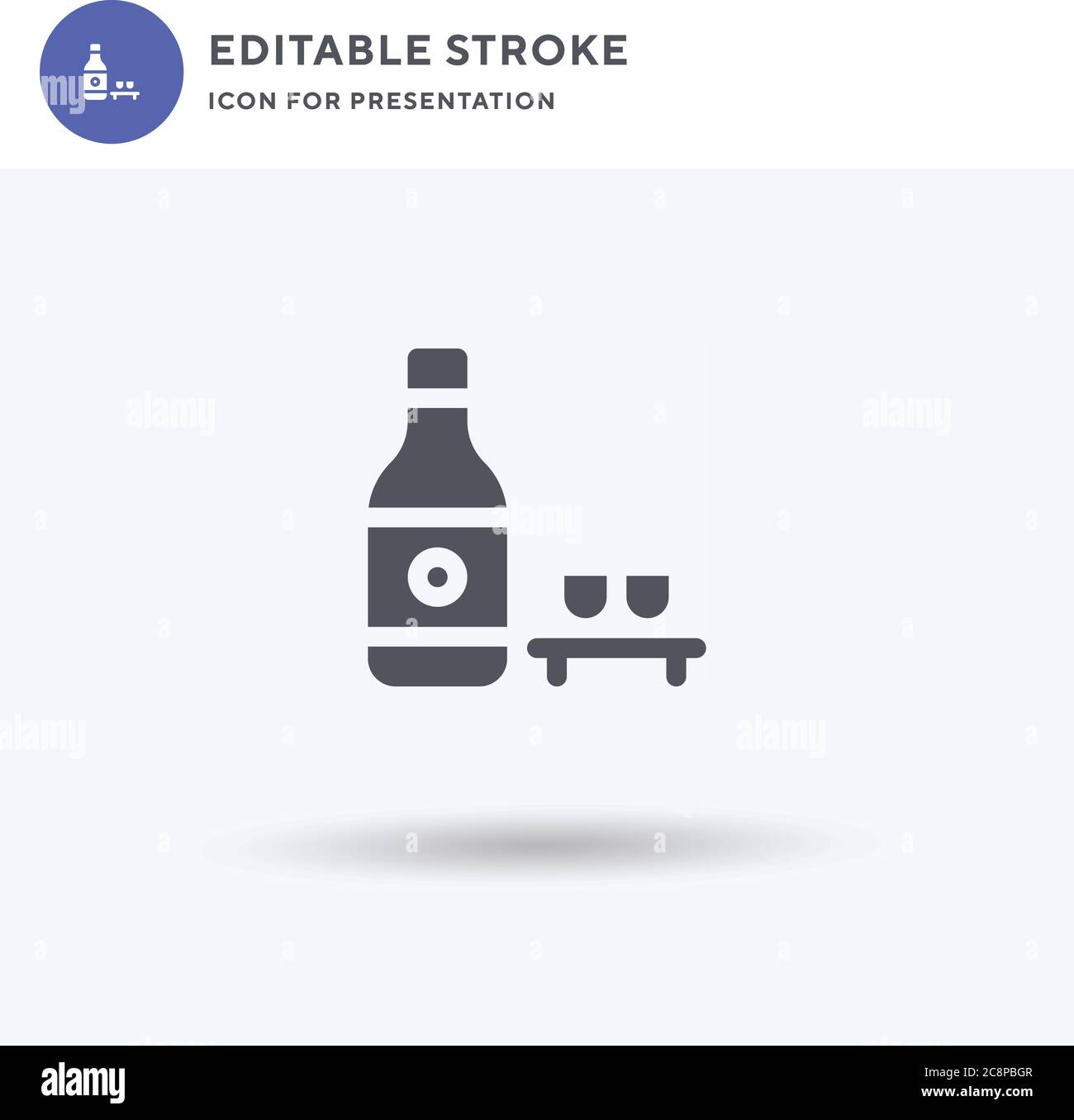 Sake icon vector, filled flat sign, solid pictogram isolated on white ...