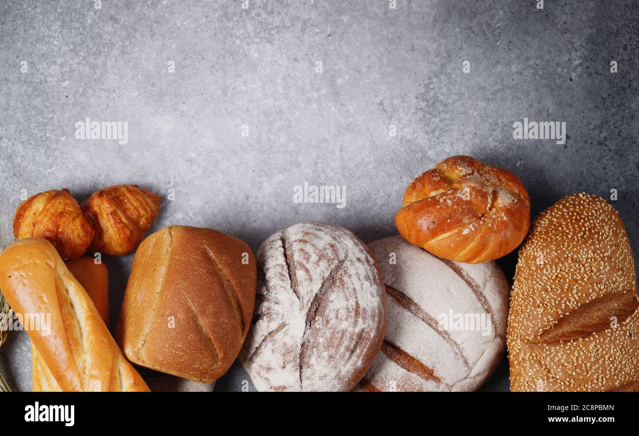 assortment of bakery fresh bread and buns Stock Photo - Alamy