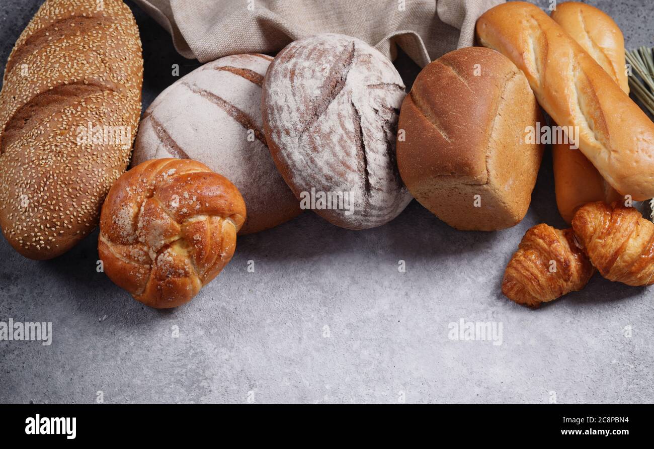 assortment of bakery fresh bread and buns Stock Photo - Alamy