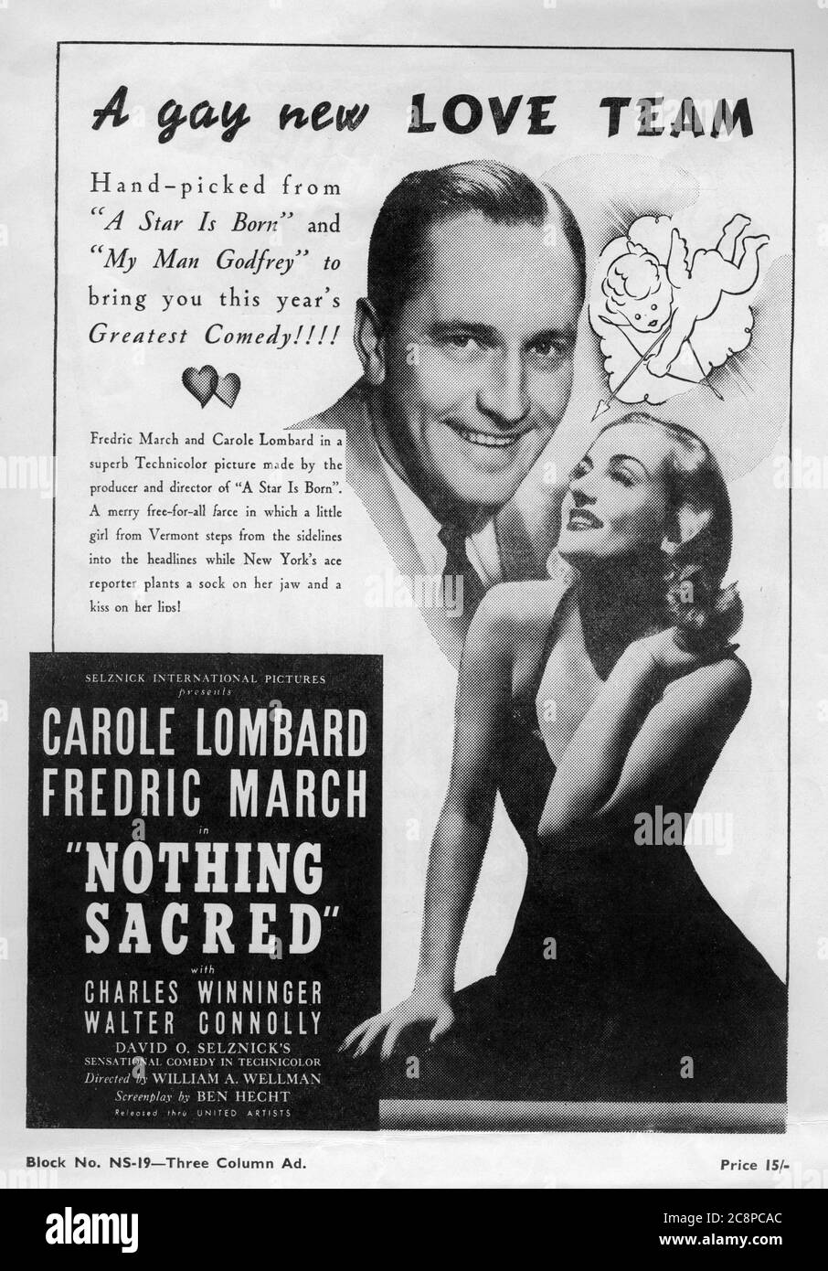 CAROLE LOMBARD and FREDRIC MARCH in NOTHING SACRED 1937 director ...