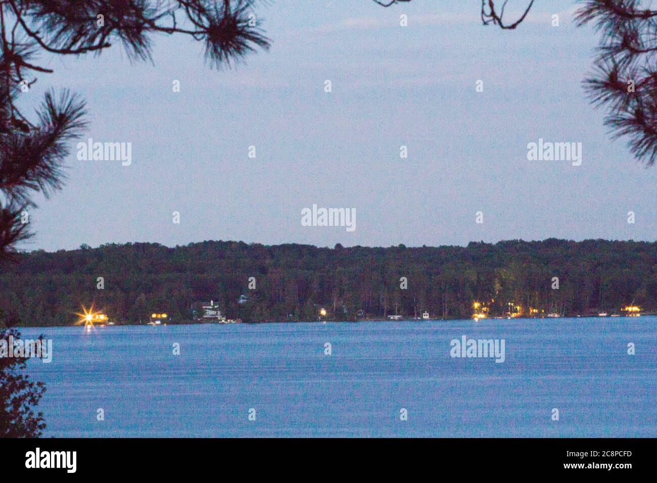 Sunset on Elk Lake, Michigan Stock Photo - Alamy