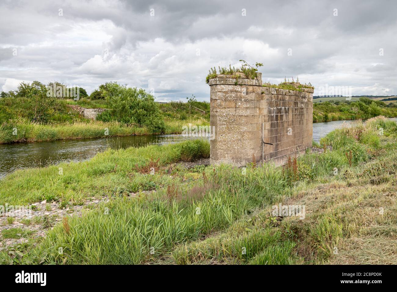 Remains of the Nisbet Railway Bridge over the River Teviot, Scottish ...