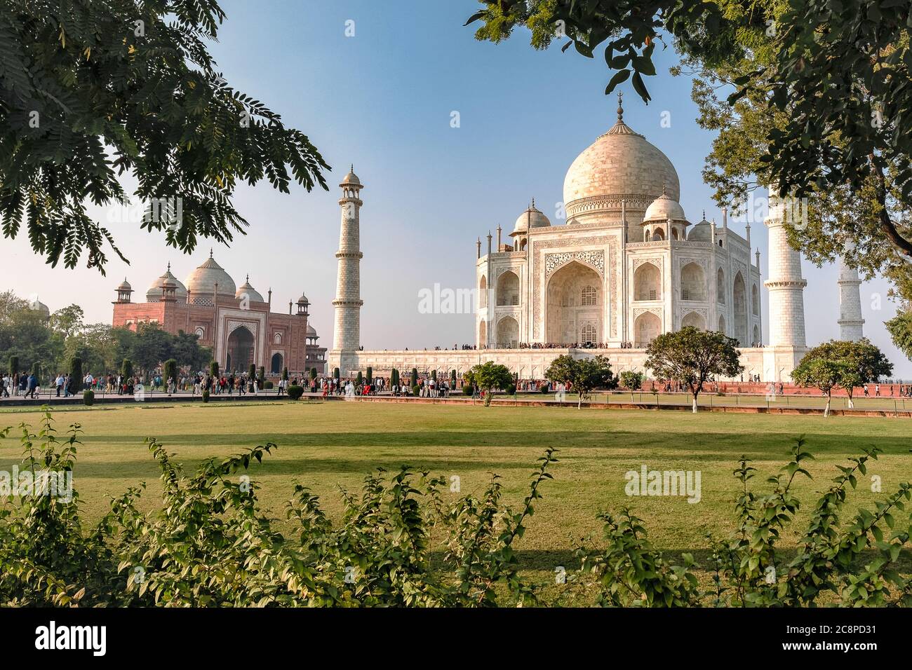 white marble taj mahal mausoleum in agra - india - famous religious ...