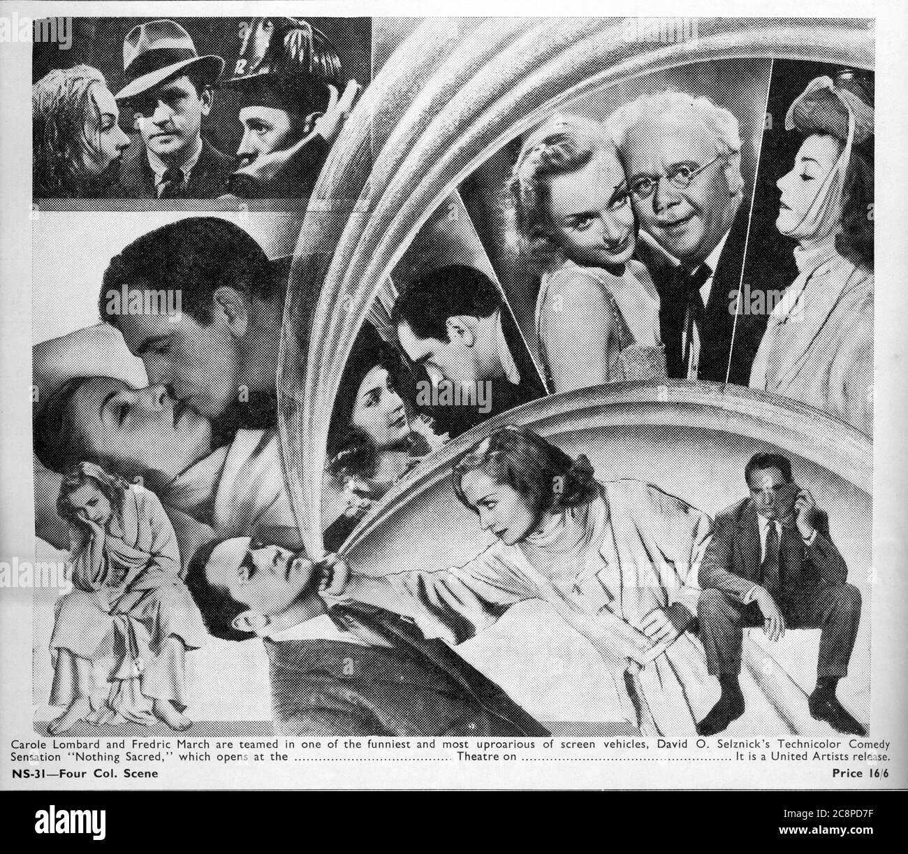 CAROLE LOMBARD FREDRIC MARCH an CHARLES WINNINGER in NOTHING SACRED ...