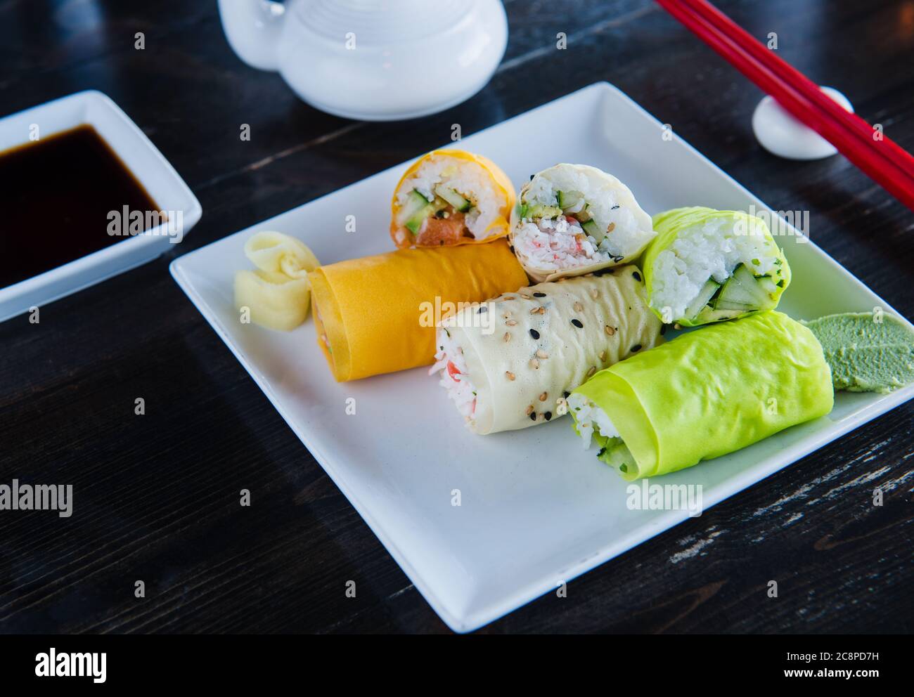 Japanese spring rolls Stock Photo - Alamy