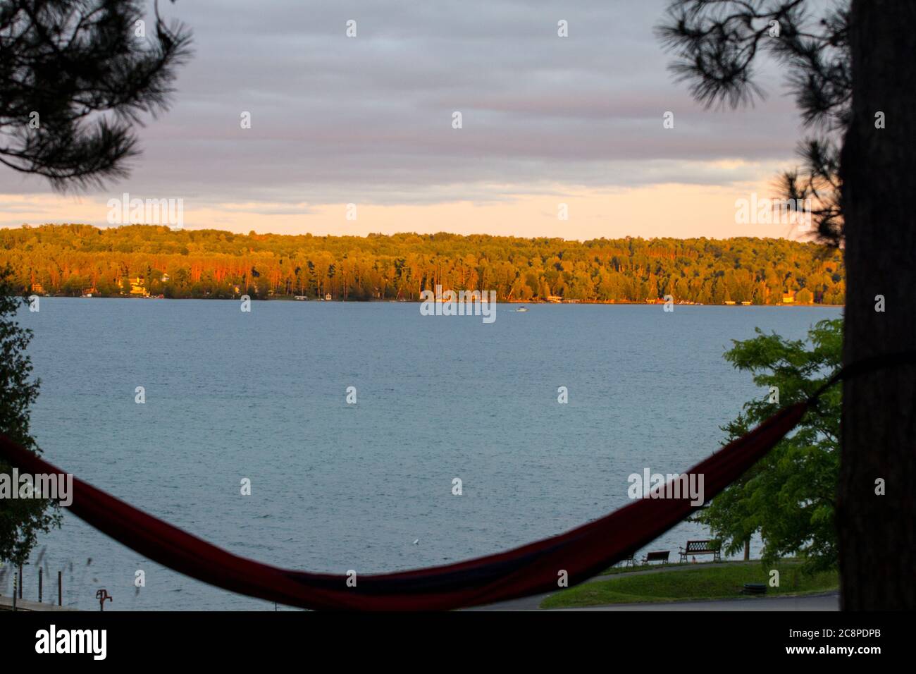 Sunset on Elk Lake, Michigan Stock Photo - Alamy