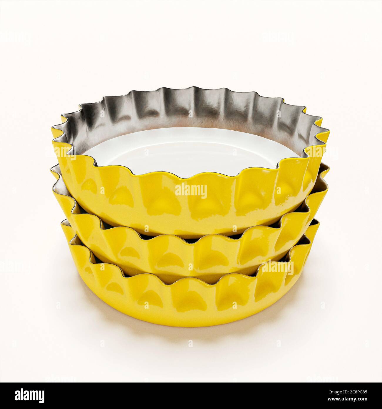 Pile of yellow beer caps on white background. 3D illustration Stock ...
