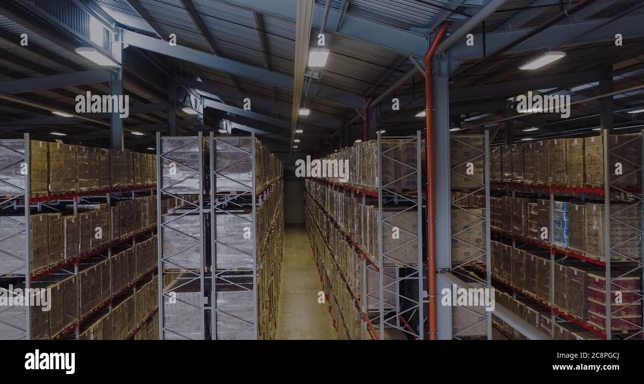Mobile Aisle Racking System in Distribution Warehouse Stock Photo - Alamy