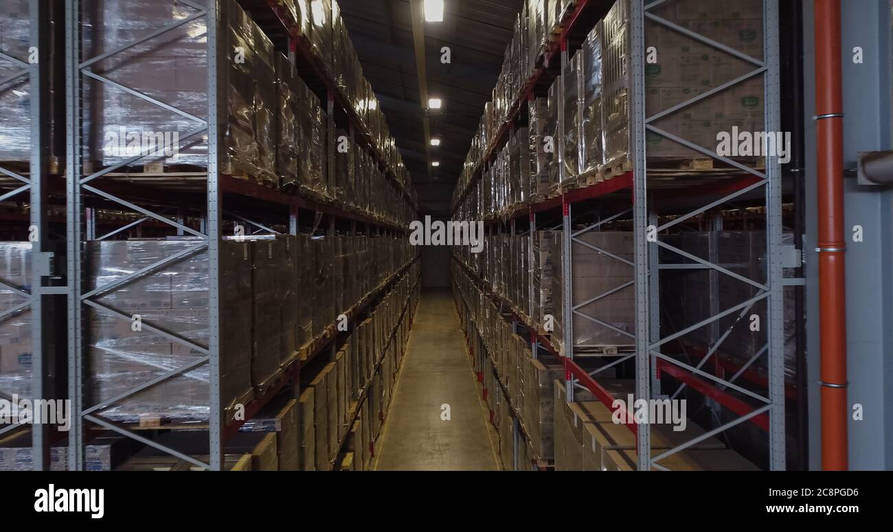 Mobile Aisle Racking System in Distribution Warehouse Stock Photo - Alamy