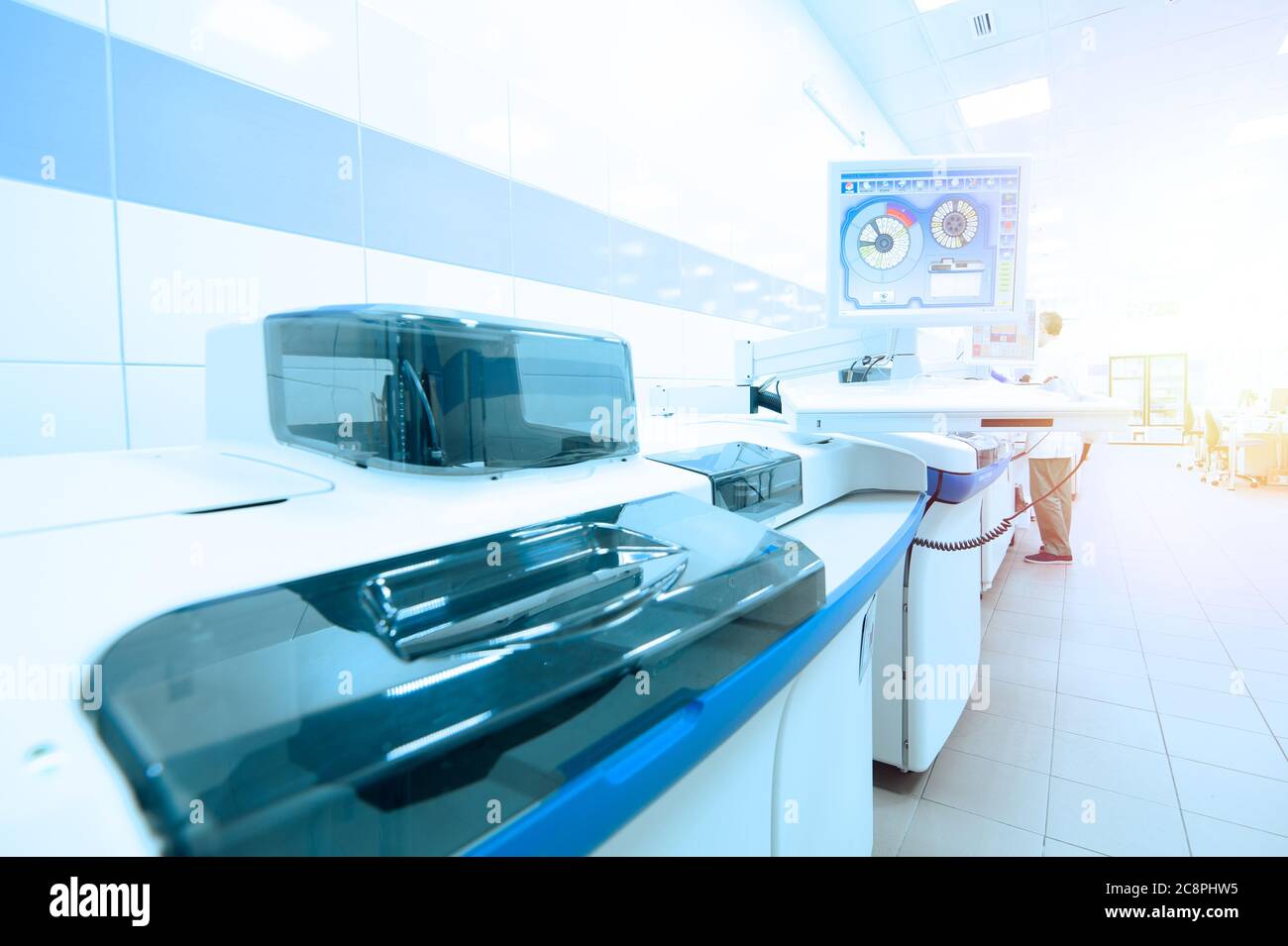 Medical laboratory with analyzers. Blur abstract background Stock Photo ...