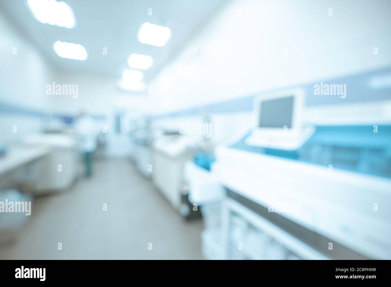 Medical laboratory with analyzers. Blur abstract background Stock Photo ...