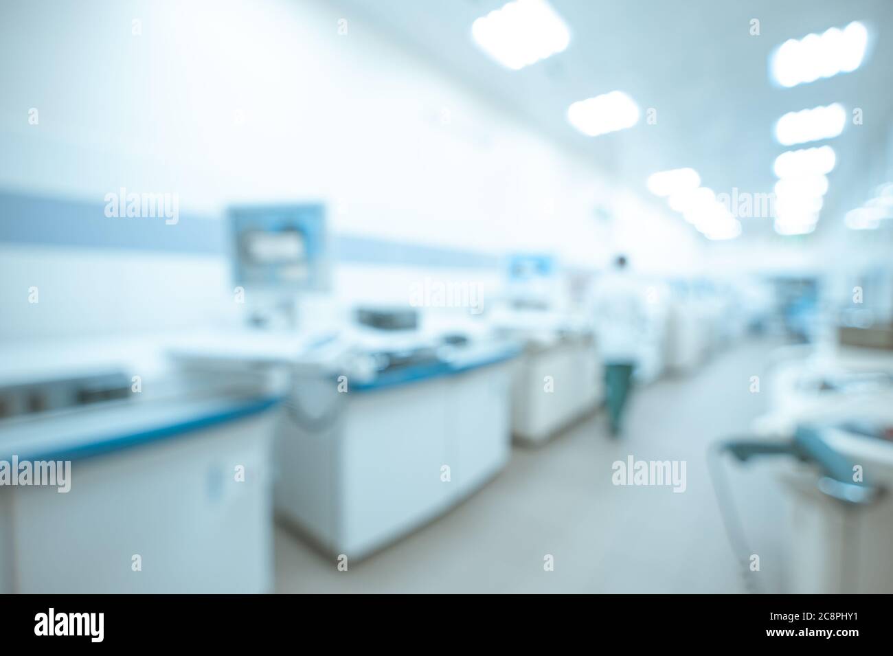 Medical laboratory with analyzers. Blur abstract background Stock Photo ...