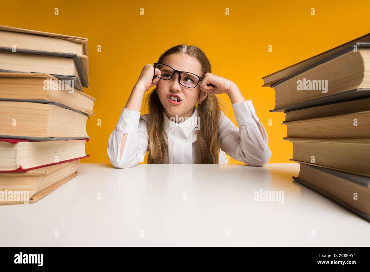 Child homework bored studio hi-res stock photography and images - Alamy