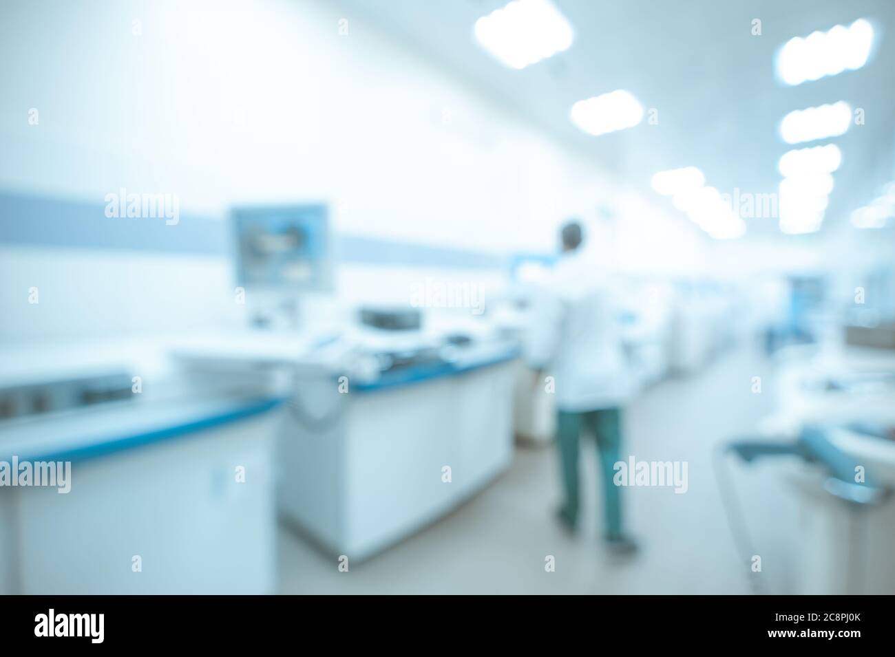 Medical laboratory with analyzers. Blur abstract background Stock Photo ...