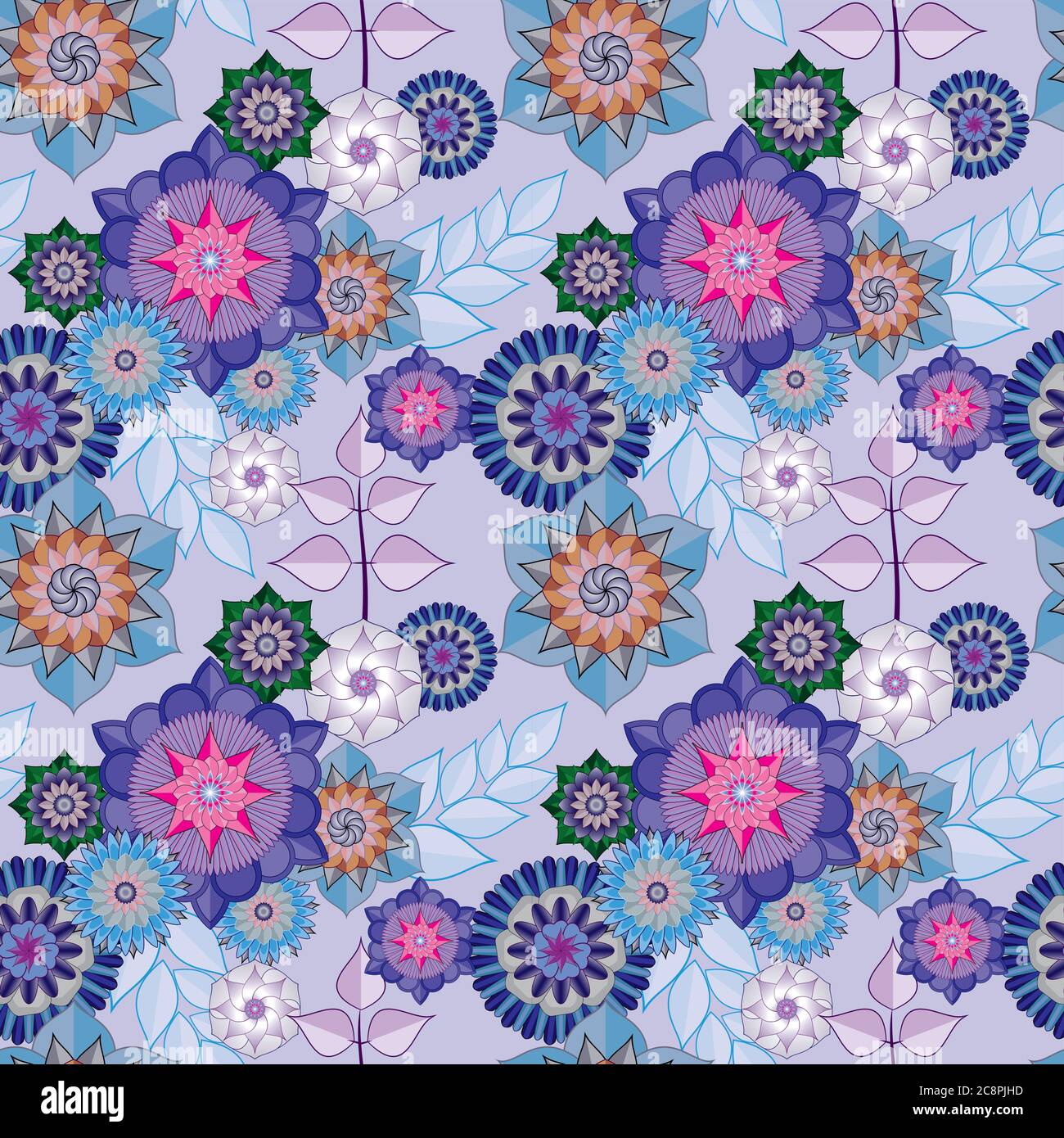 Seamless pattern with bright multicolored flowers. For Wallpapers and ...