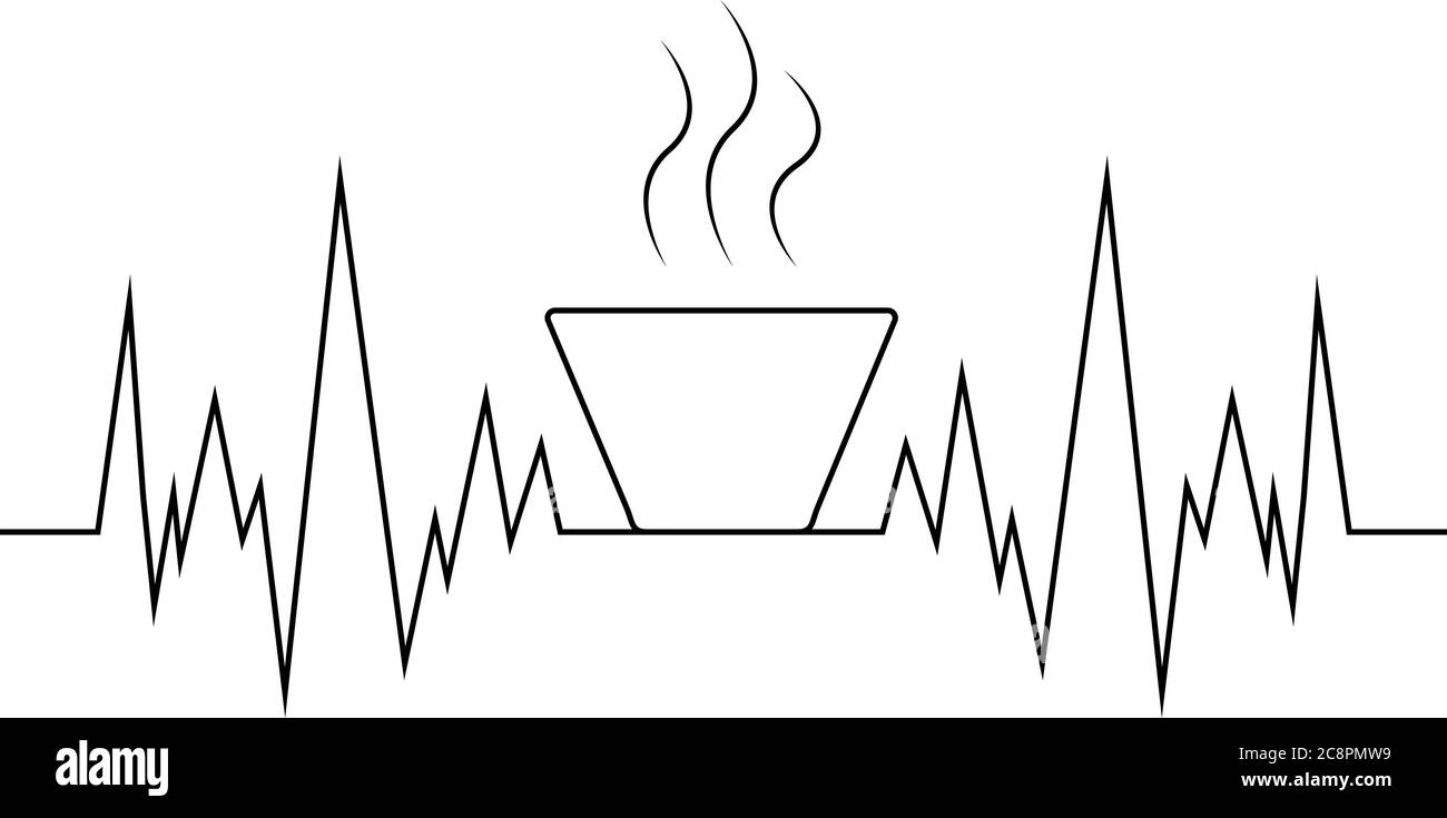 Design for coffee lovers. Heartbeat chart with a cup of hot coffee ...