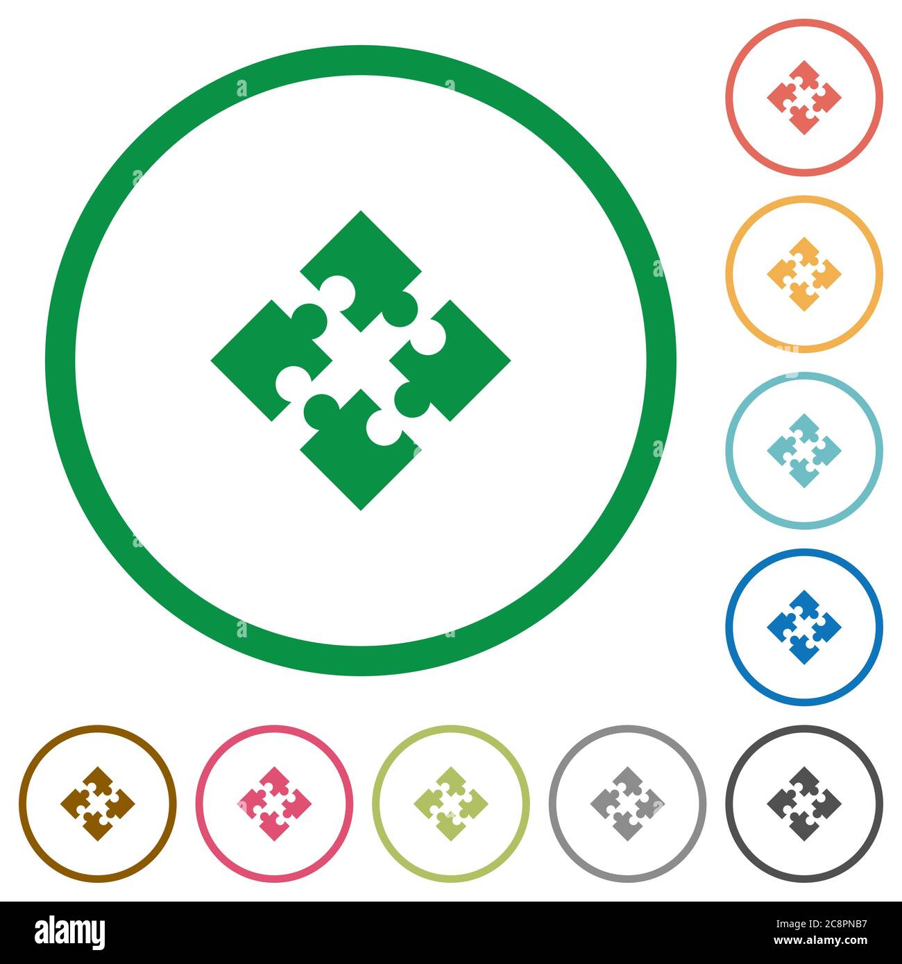 Set of modules color round outlined flat icons on white background Stock Vector Image & Art - Alamy