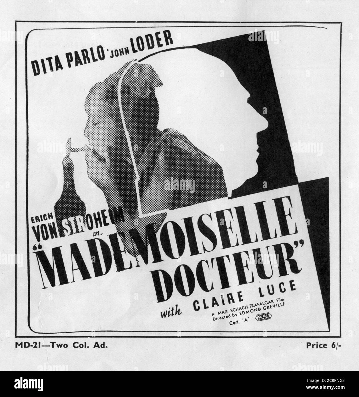 DITA PARLO and ERICH von STROHEIM in MADEMOISELLE DOCTEUR aka UNDER ...