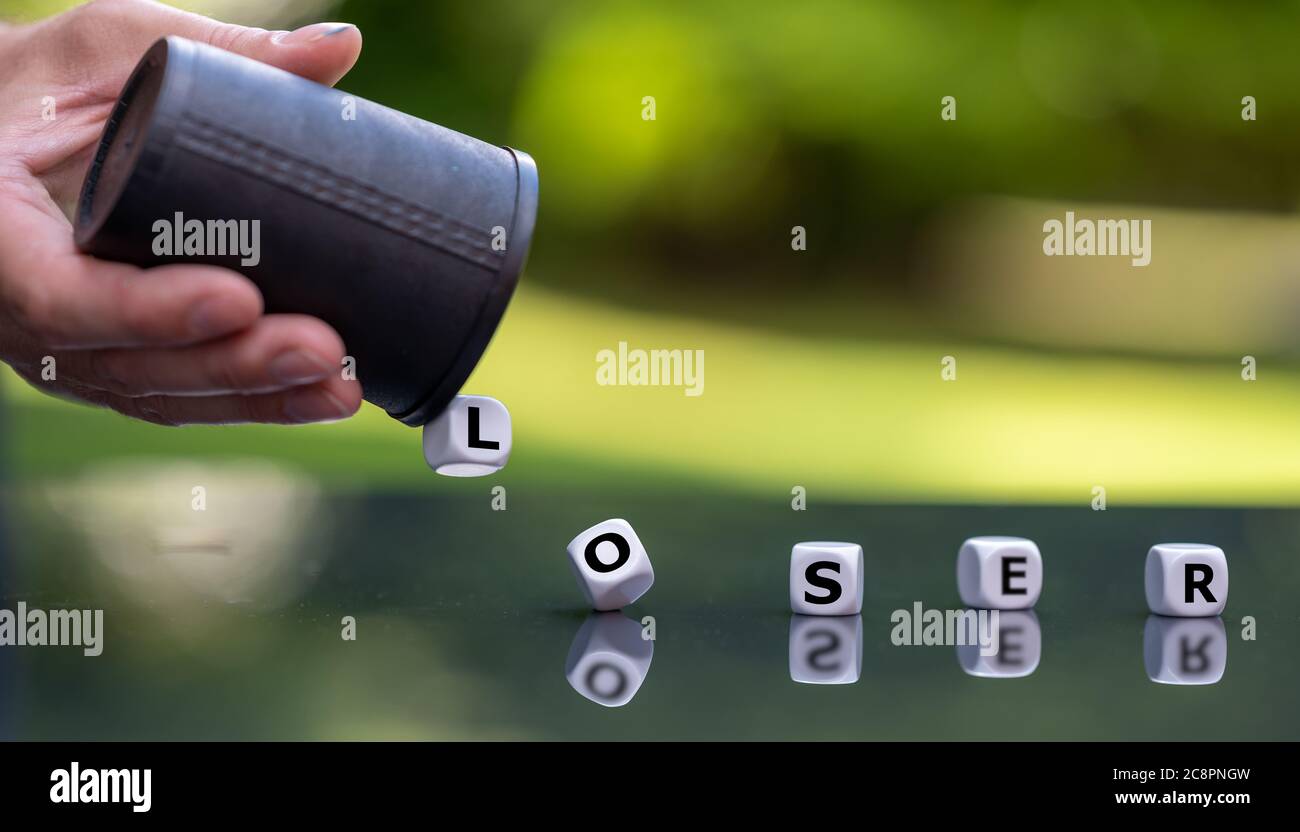 Symbol for being a loser. Hand rolls the dice which form the word ...