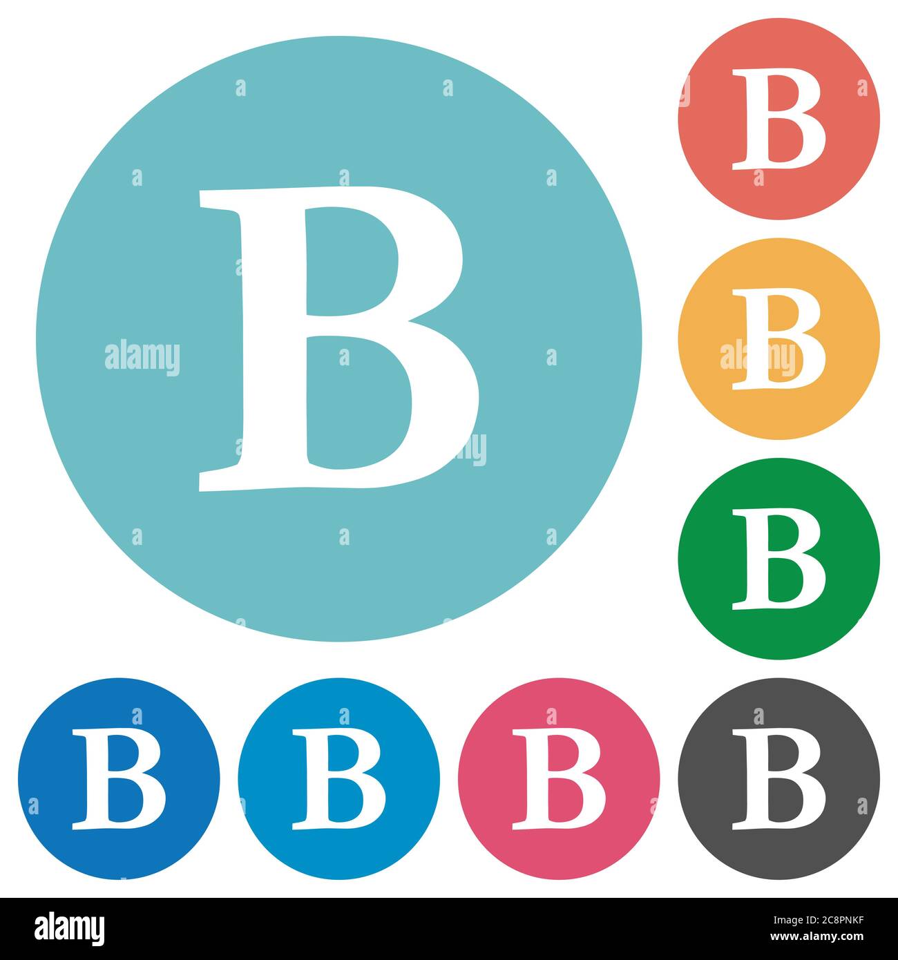 Flat bold font icon set on round color background Stock Vector Image ...