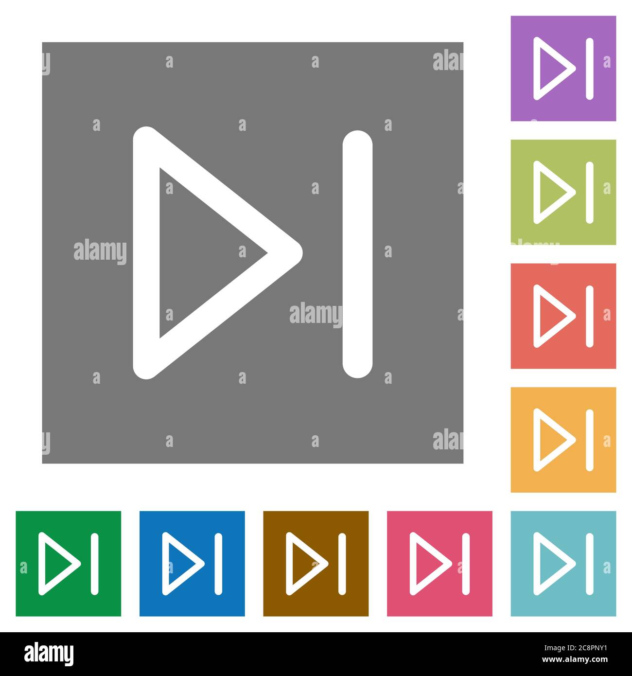 Media next flat icon set on color square background Stock Vector Image ...