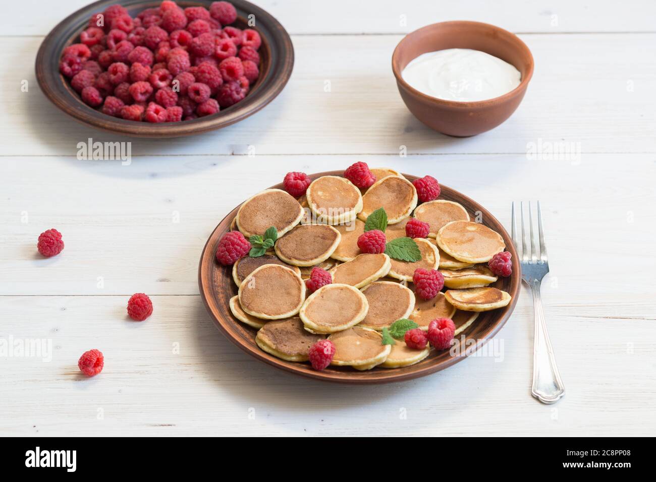 Homemade cereals mini pancake yogurt hi-res stock photography and ...