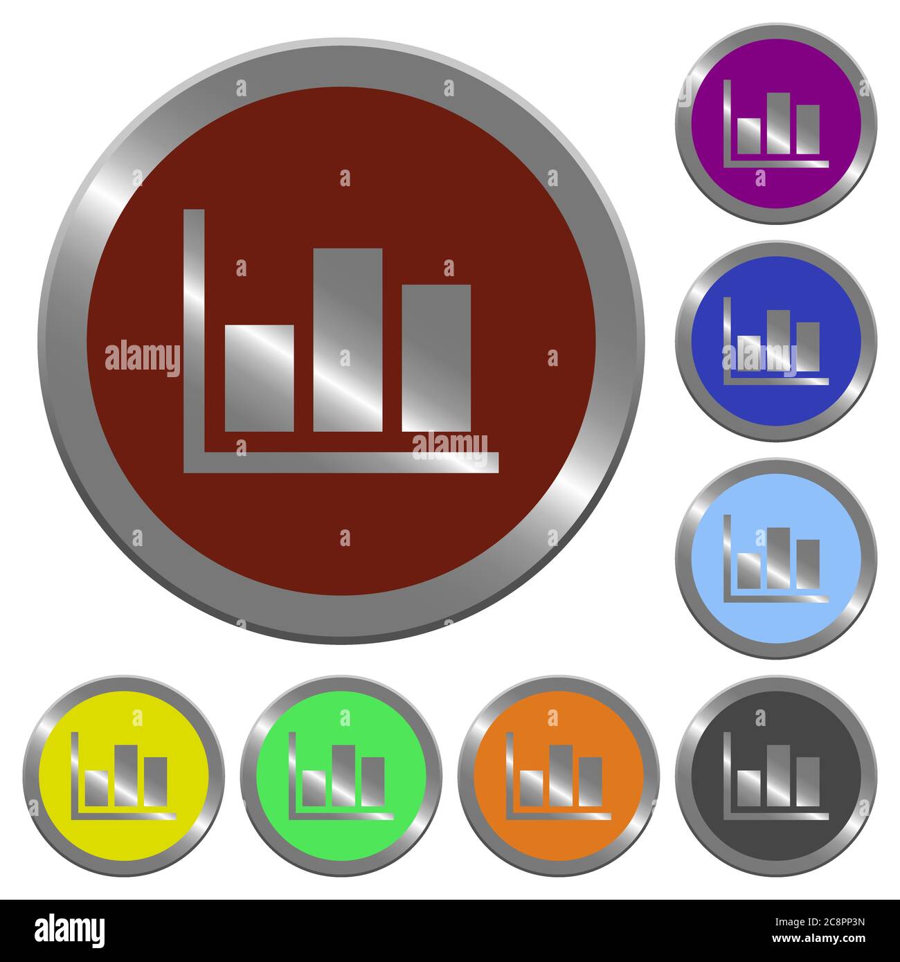 Set of color glossy coin-like statistics buttons Stock Vector Image ...