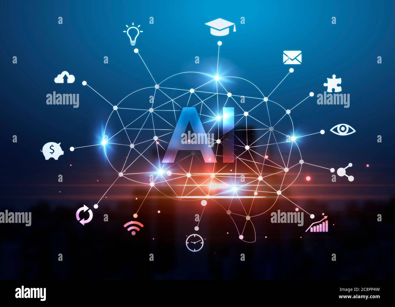 Creative Collage For Artificial Intelligence Concept With Polygonal ...