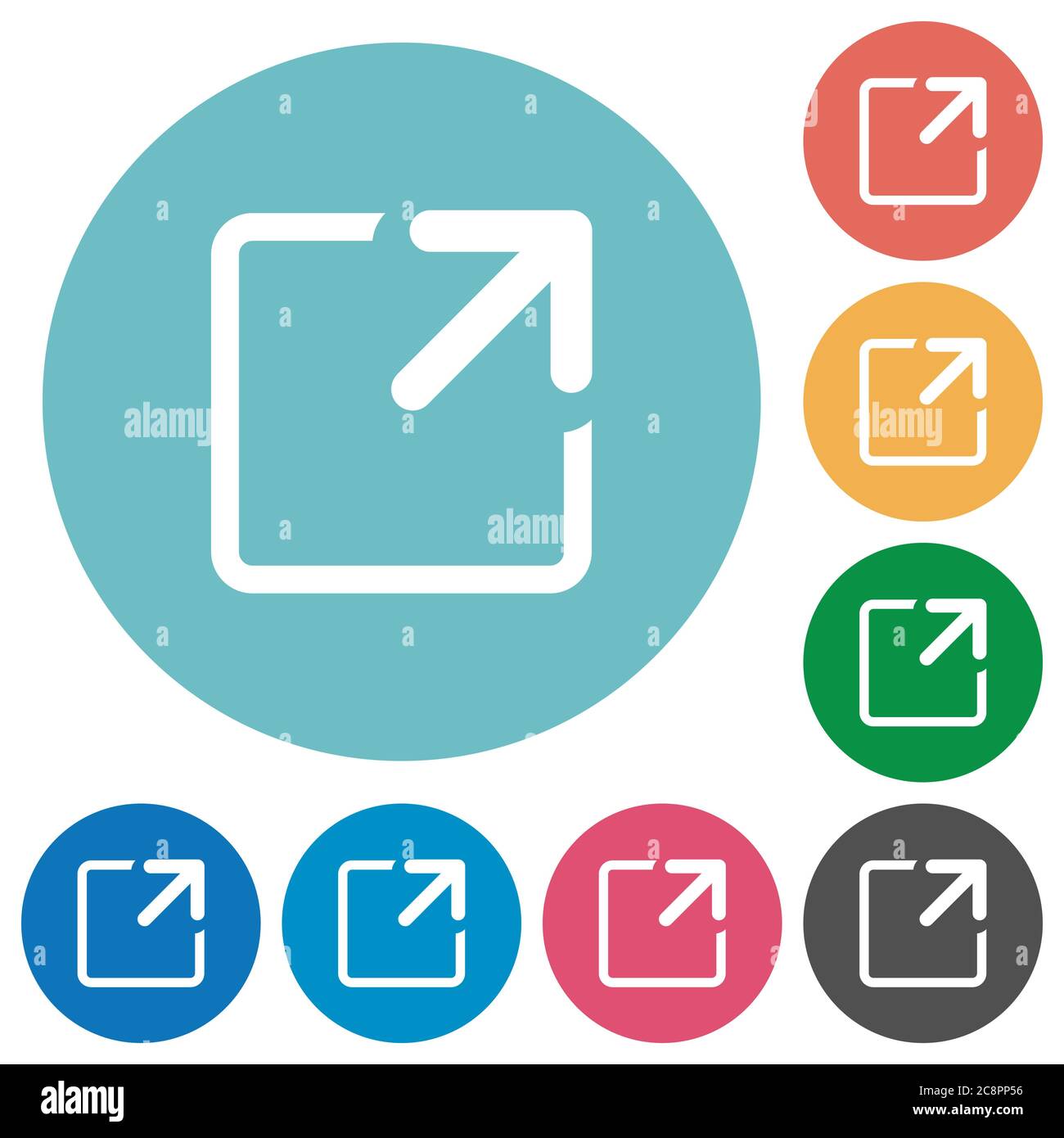 Flat maximize window icon set on round color background Stock Vector ...