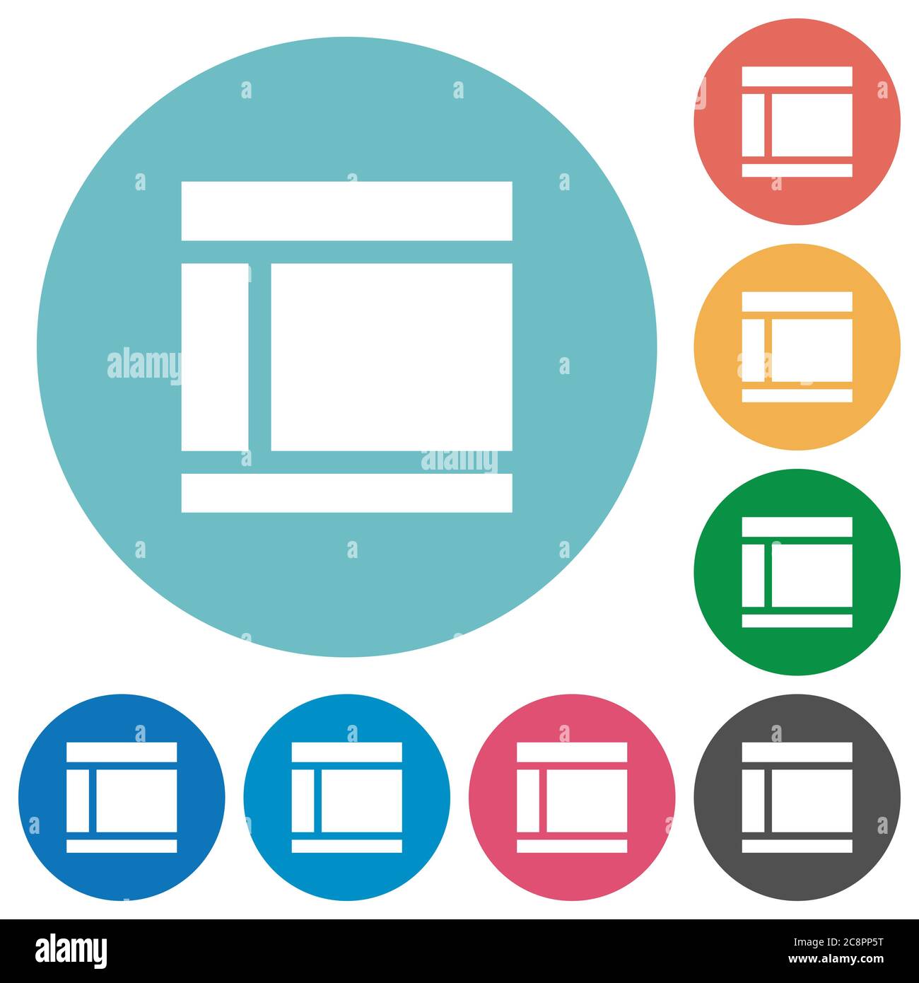 Flat two columns web layout icon set on round color background Stock ...