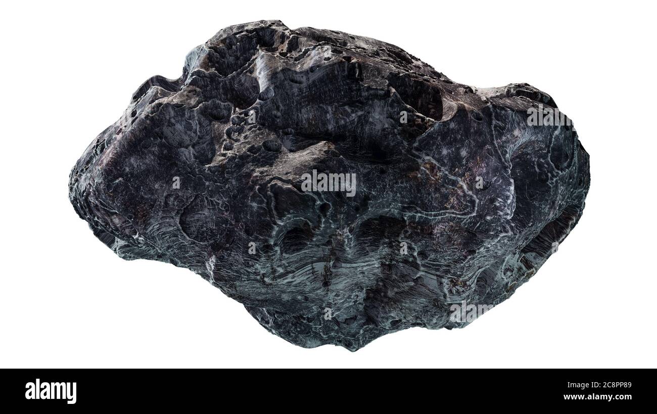 Highly detailed generic asteroid or rock isolated on a white background ...