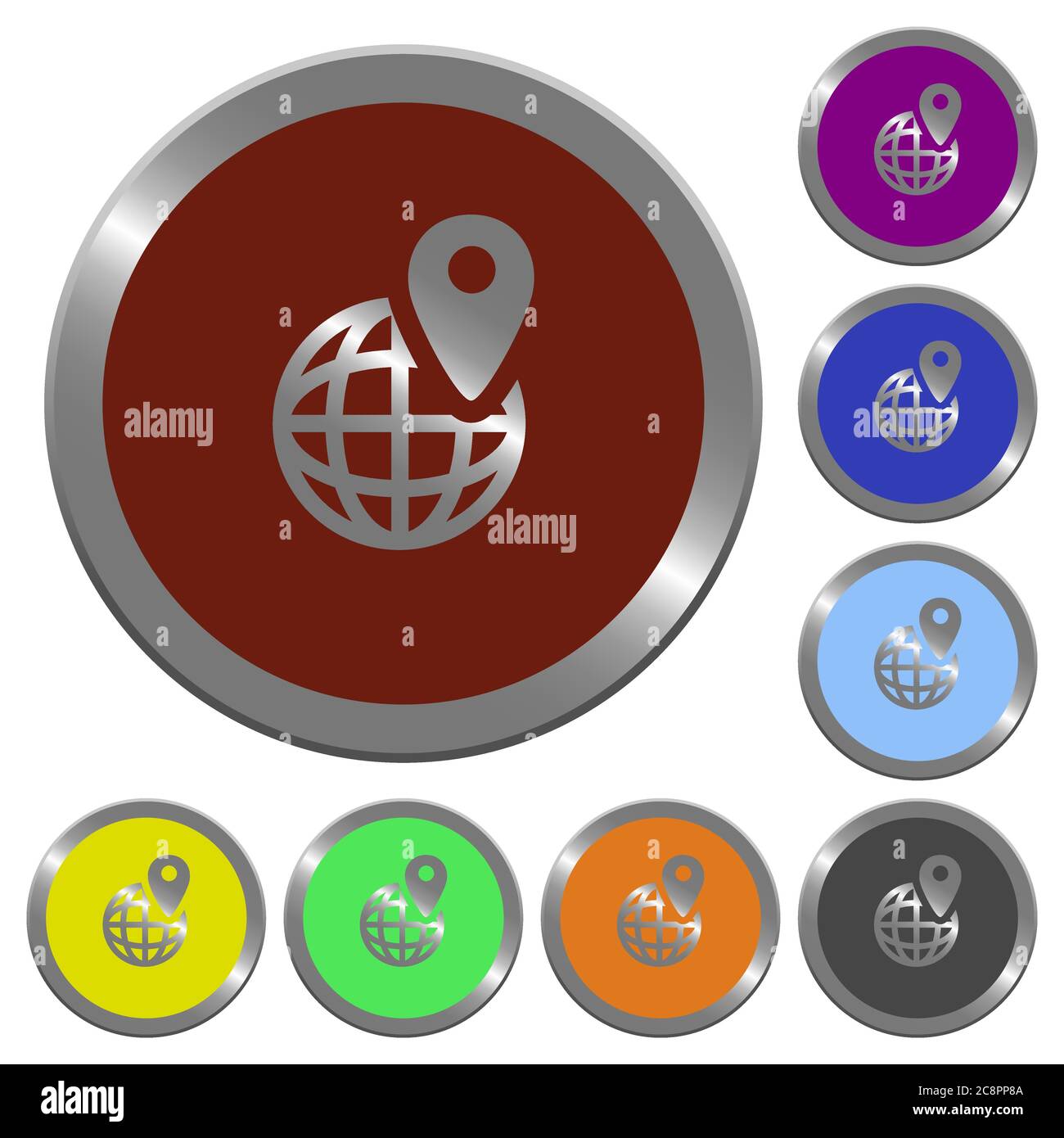 Set of color glossy coin-like GPS location buttons Stock Vector Image ...