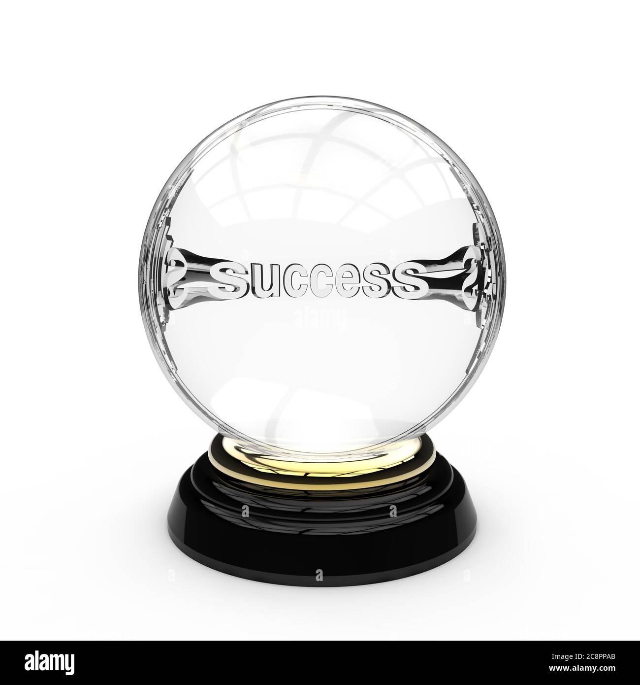 Glass crystal ball with a white coloured word success in the middle ...