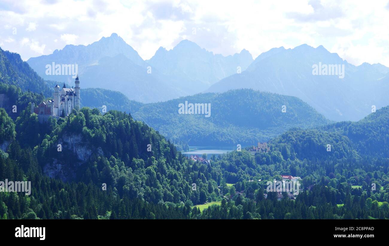 Füssen, Germany: Landscape with the royal castles in sight Stock Photo ...