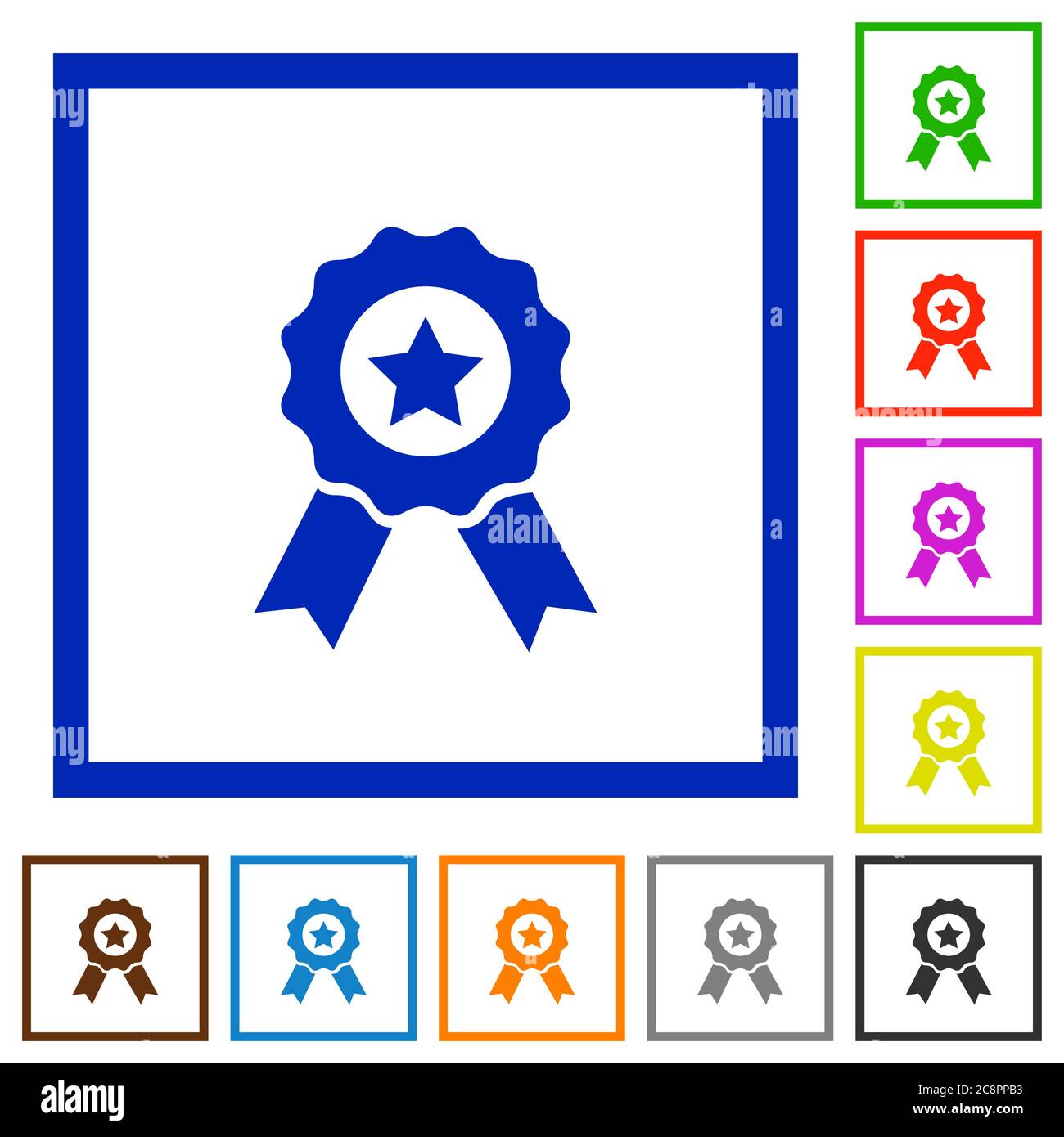 Set of color square framed award flat icons Stock Vector Image & Art ...