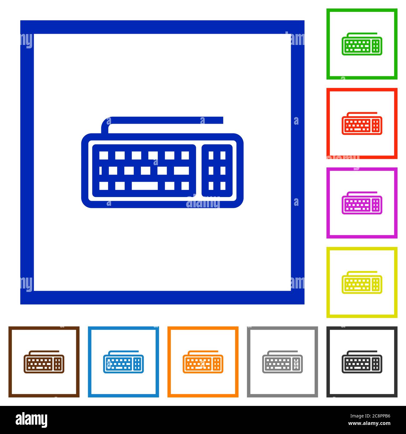 Set of color square framed Computer keyboard flat icons Stock Vector ...