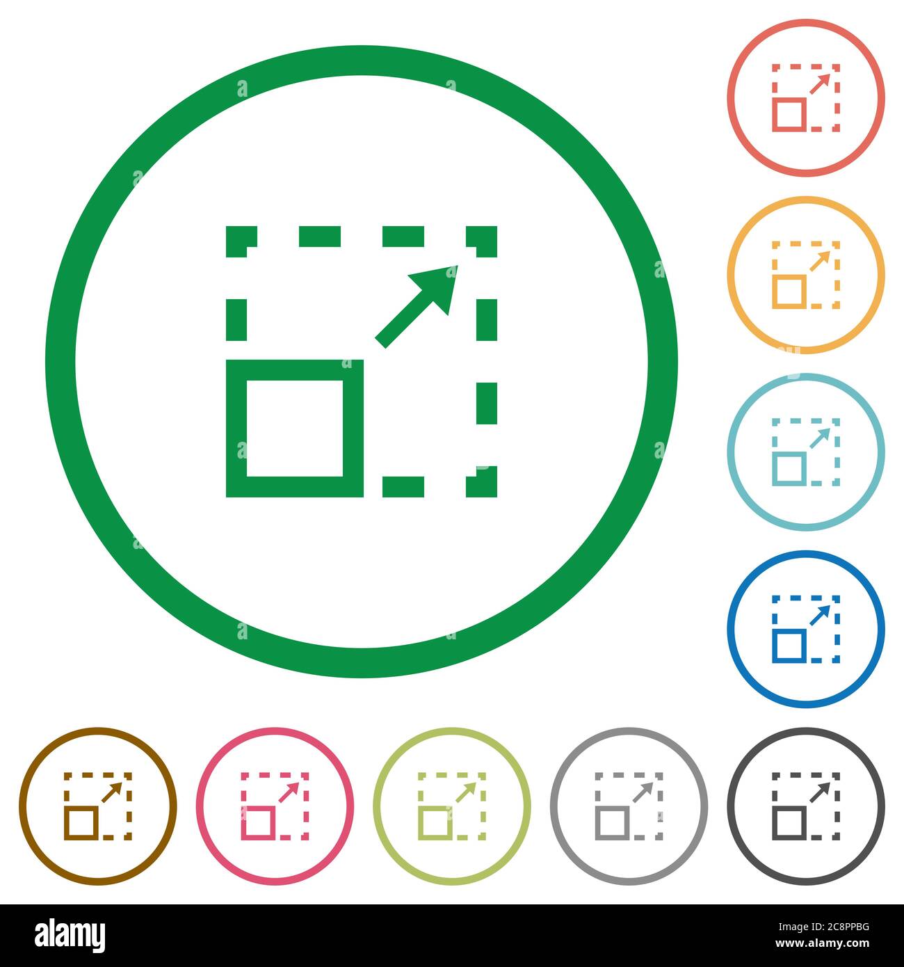 Set of Maximize element color round outlined flat icons on white background Stock Vector Image ...