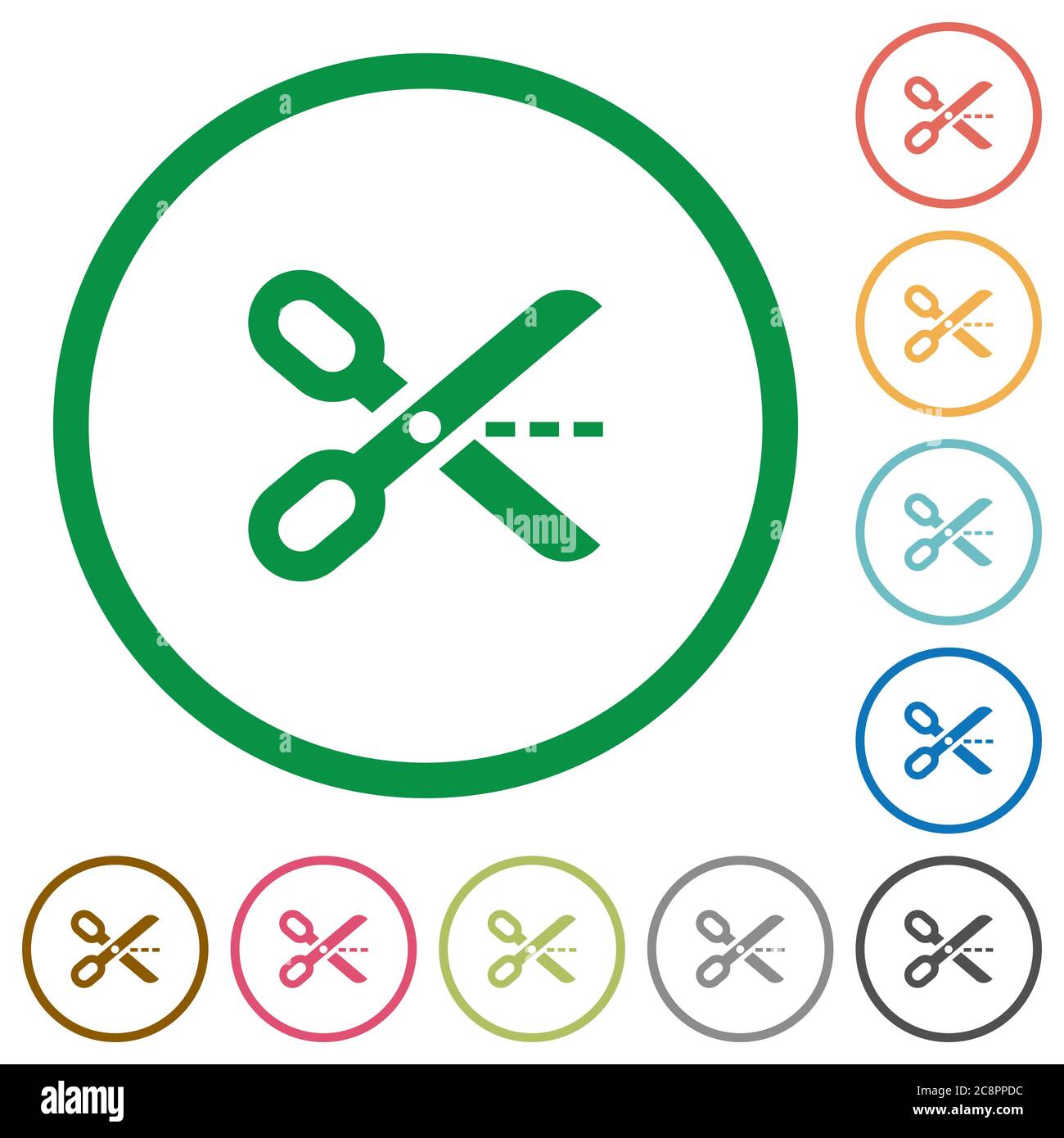 Set of cut out color round outlined flat icons on white background ...